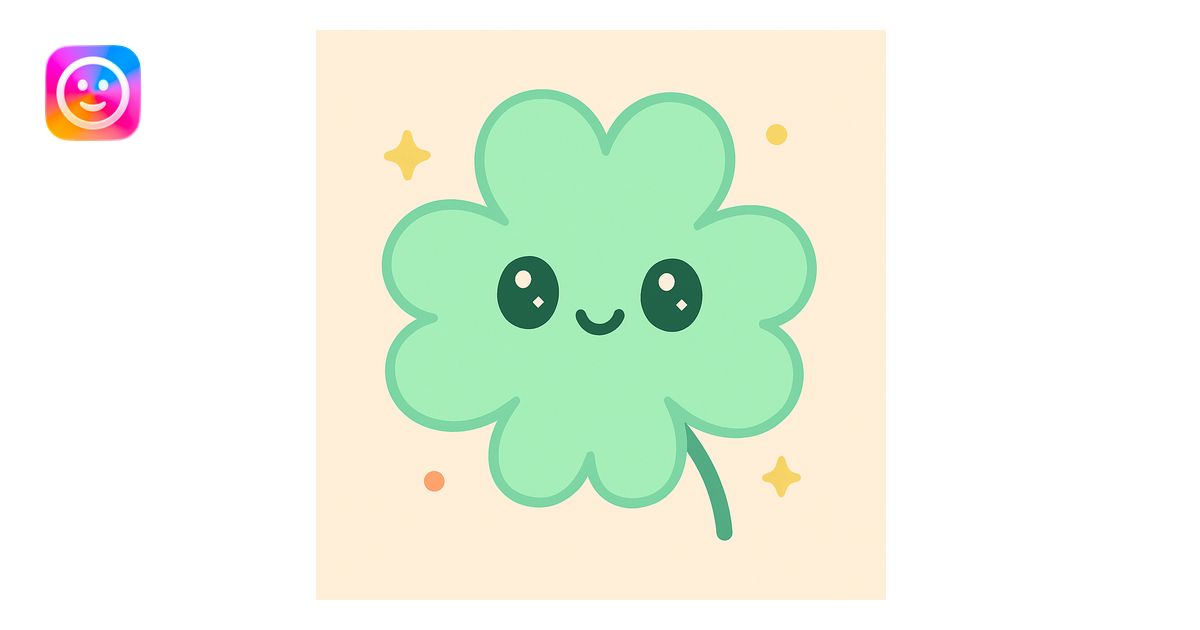 four leaf clover, soft shading, cute and rounded shapes, illustration ...