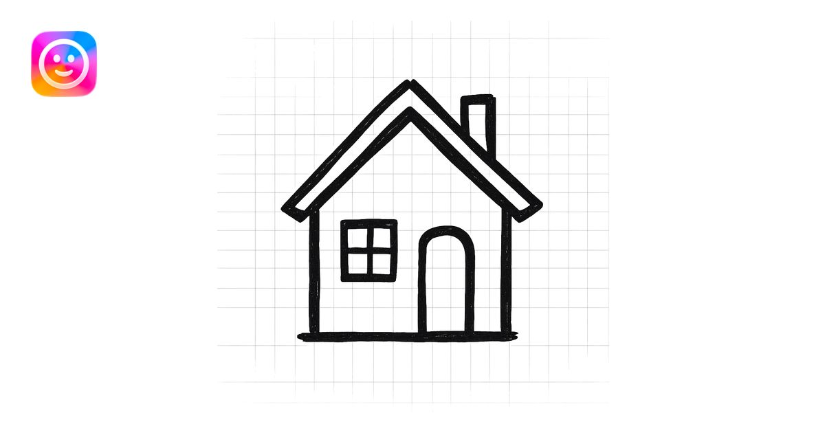house, hand-drawn black outline style icon | AI Emoji Generator
