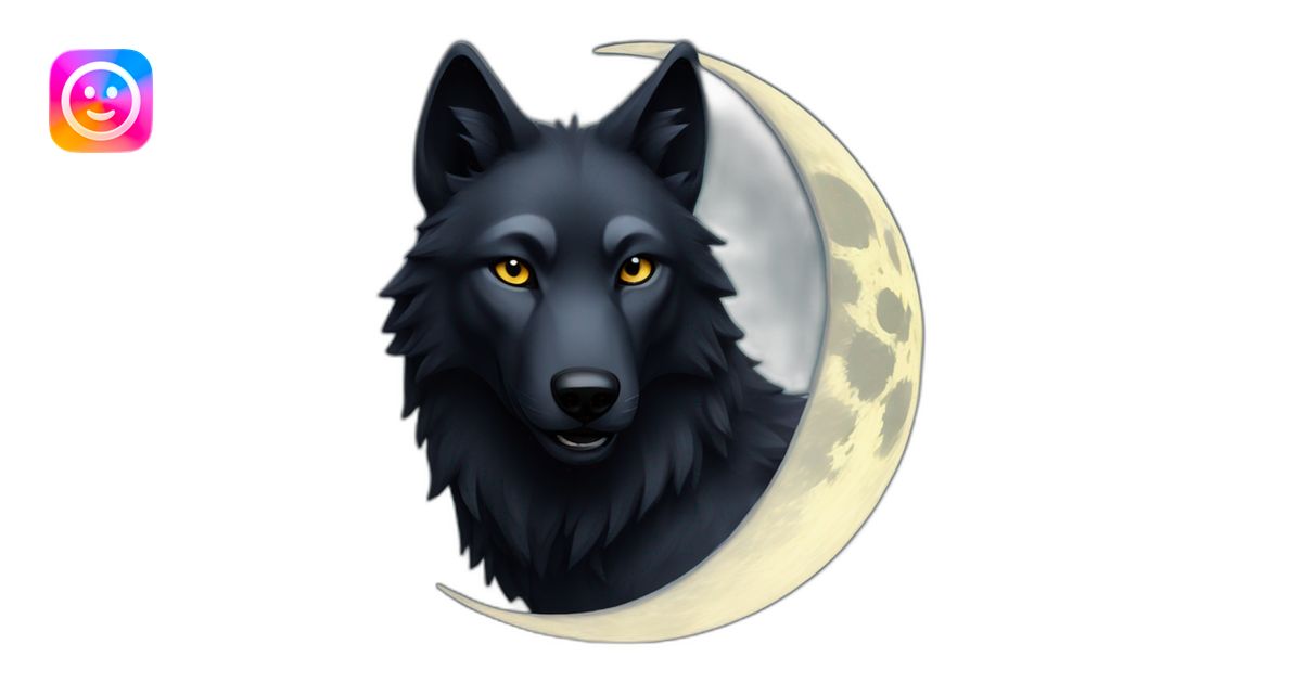 Black wolf with the moon emoji | AI Emoji Generator