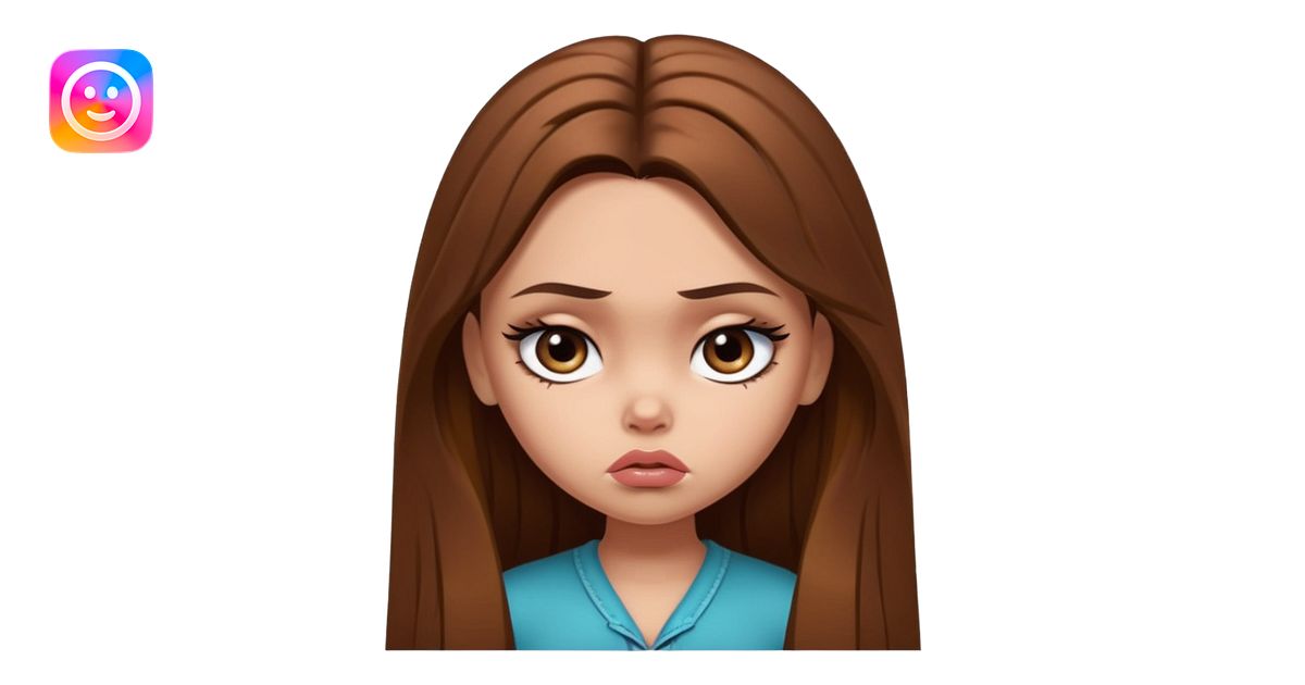 sad pretty bratz baddie, long brown hair emoji | AI Emoji Generator