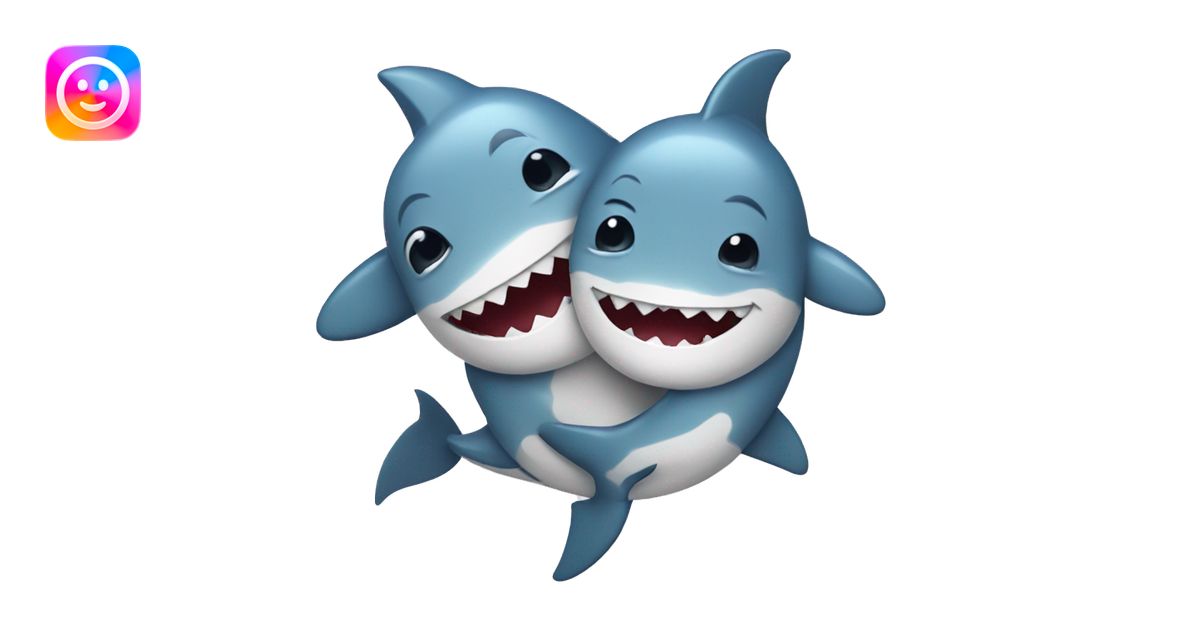 A cute shark hugging another emoji | AI Emoji Generator