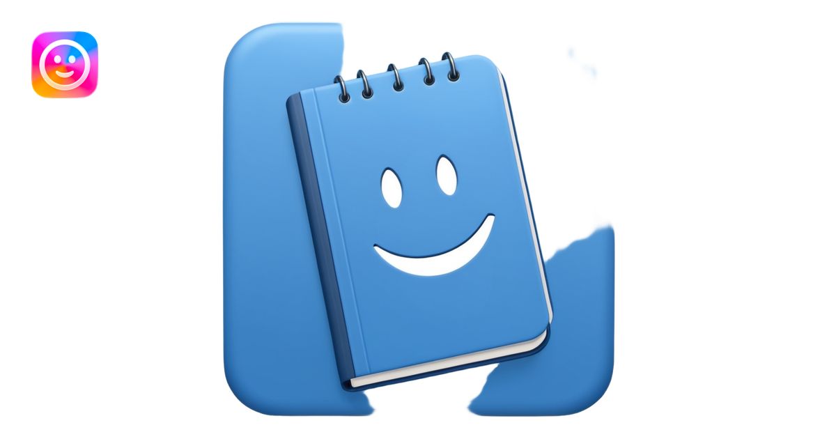 emoji of a simple agenda with a blue cover and simple details emoji ...