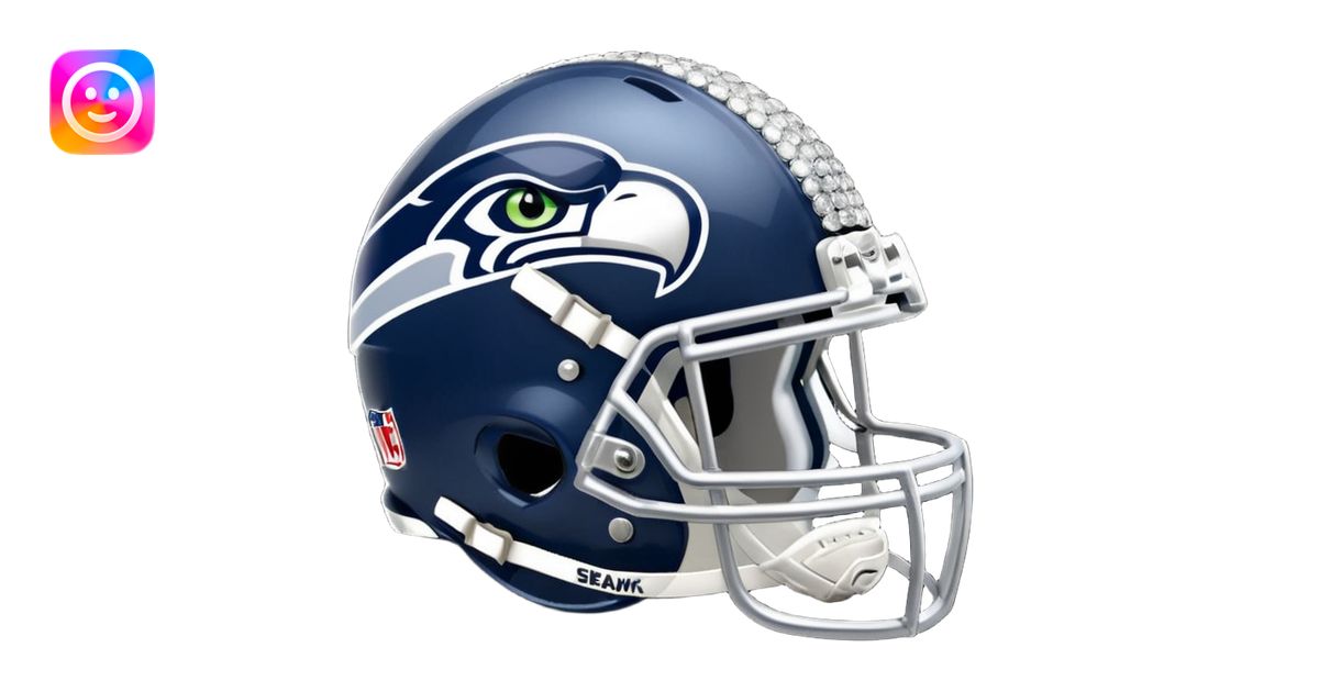 NFL Seahawks logo helmut with diamonds bling emoji | AI Emoji Generator