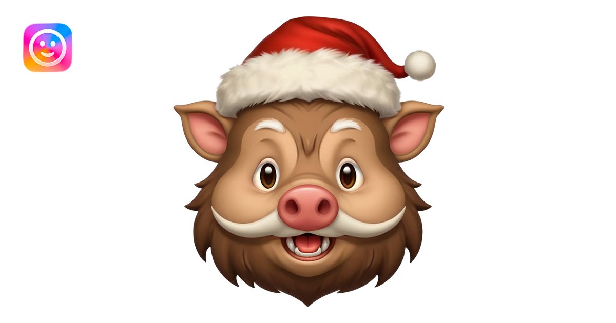 Santa Claus as a wild boar emoji | AI Emoji Generator
