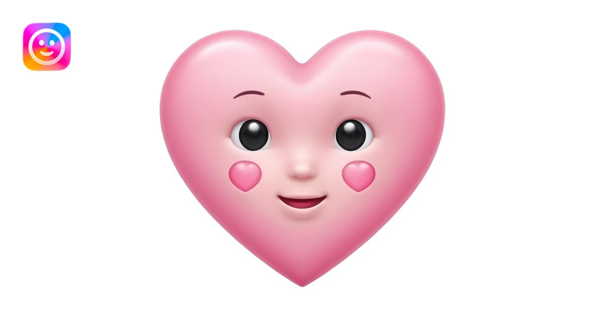 A baby pink heart shape in iOS emoji style, 3D icon, plastic texture ...