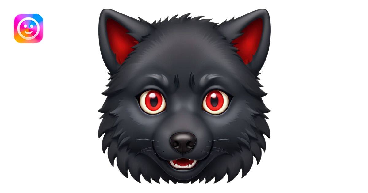 surprised shocked black wolf with red eyes emoji | AI Emoji Generator