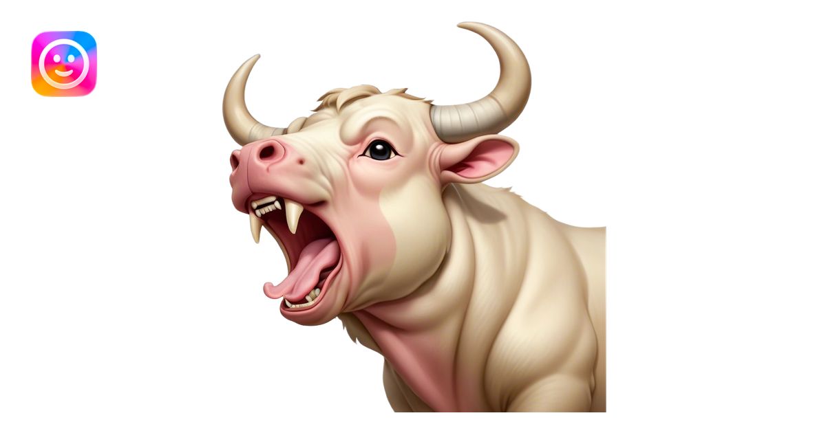Cinematic Cute Yawning Domestic Bull Portrait Emoji, Head tilted ...