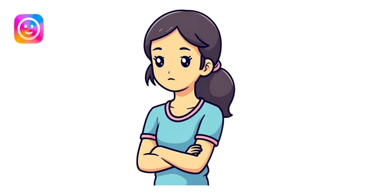 girl with arms crossed face looking away image | AI Emoji Generator