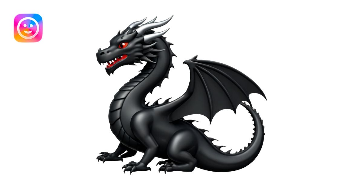 Minimalist Black dragon symbol emoji | AI Emoji Generator