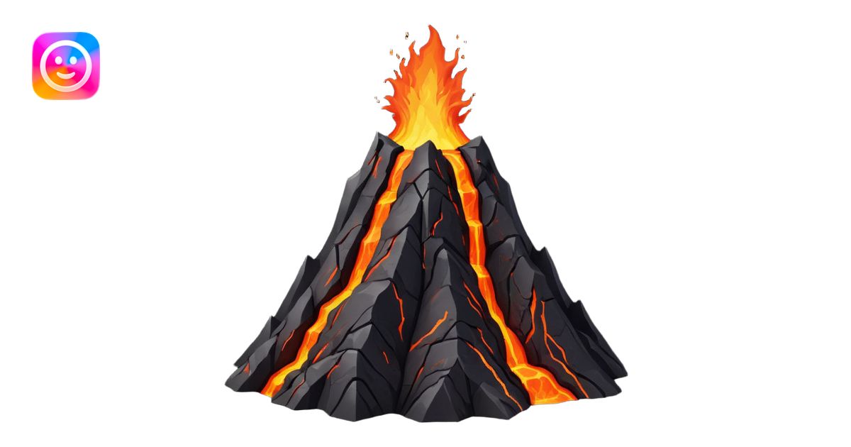 A volcano peak glowing with orange lava cracks. emoji | AI Emoji Generator