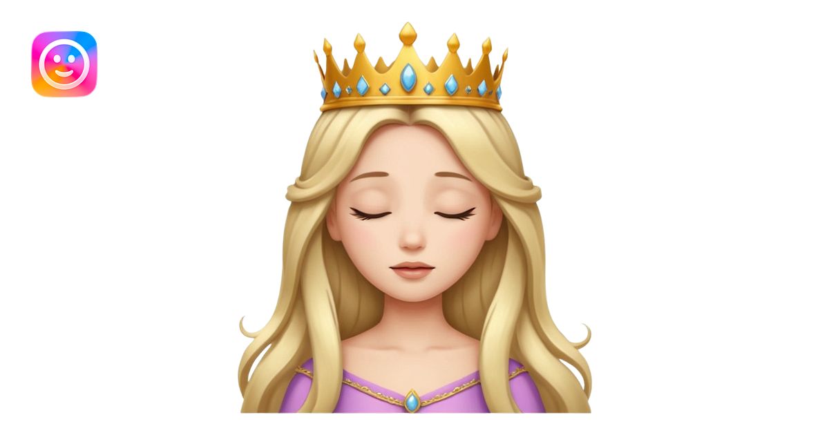 a beautiful princess closing her eyes calmly emoji | AI Emoji Generator