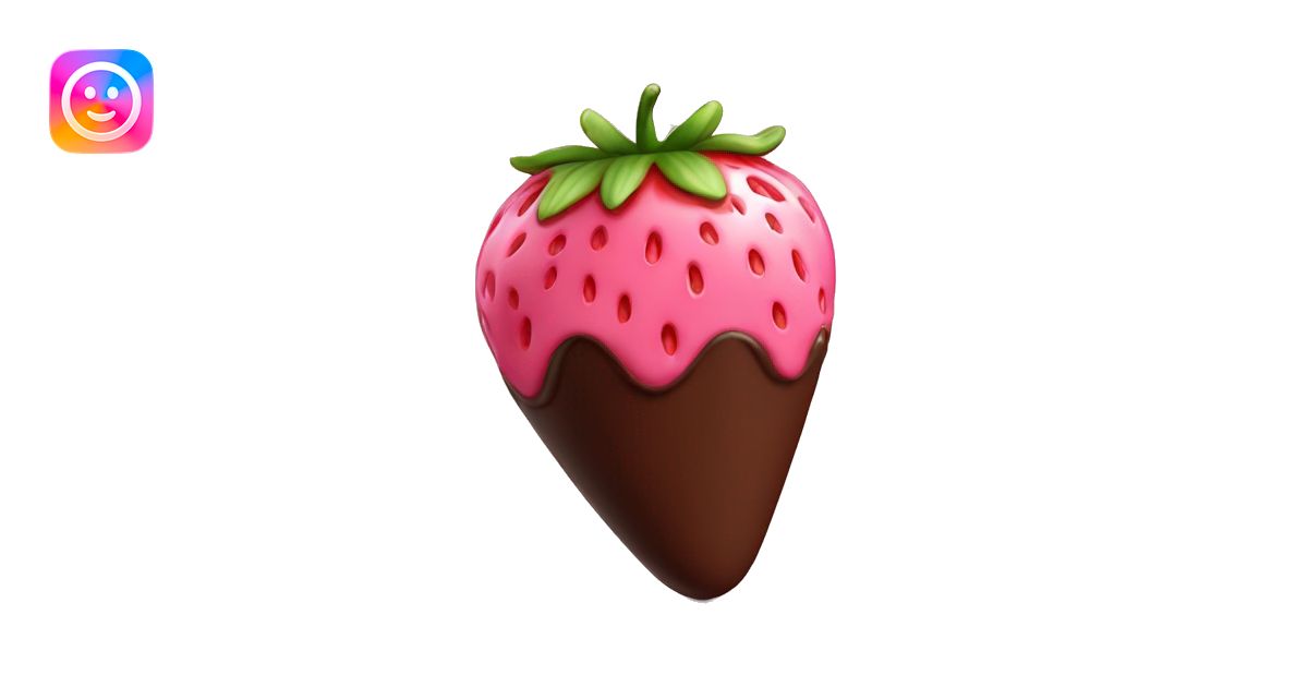 Big Chocolate strawberry with pink drizzle emoji | AI Emoji Generator
