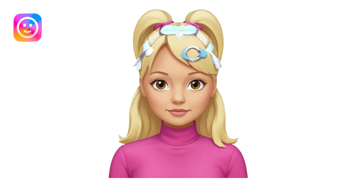 Emma Bunton with blonde ponytail hair and pink outfit emoji | AI Emoji ...