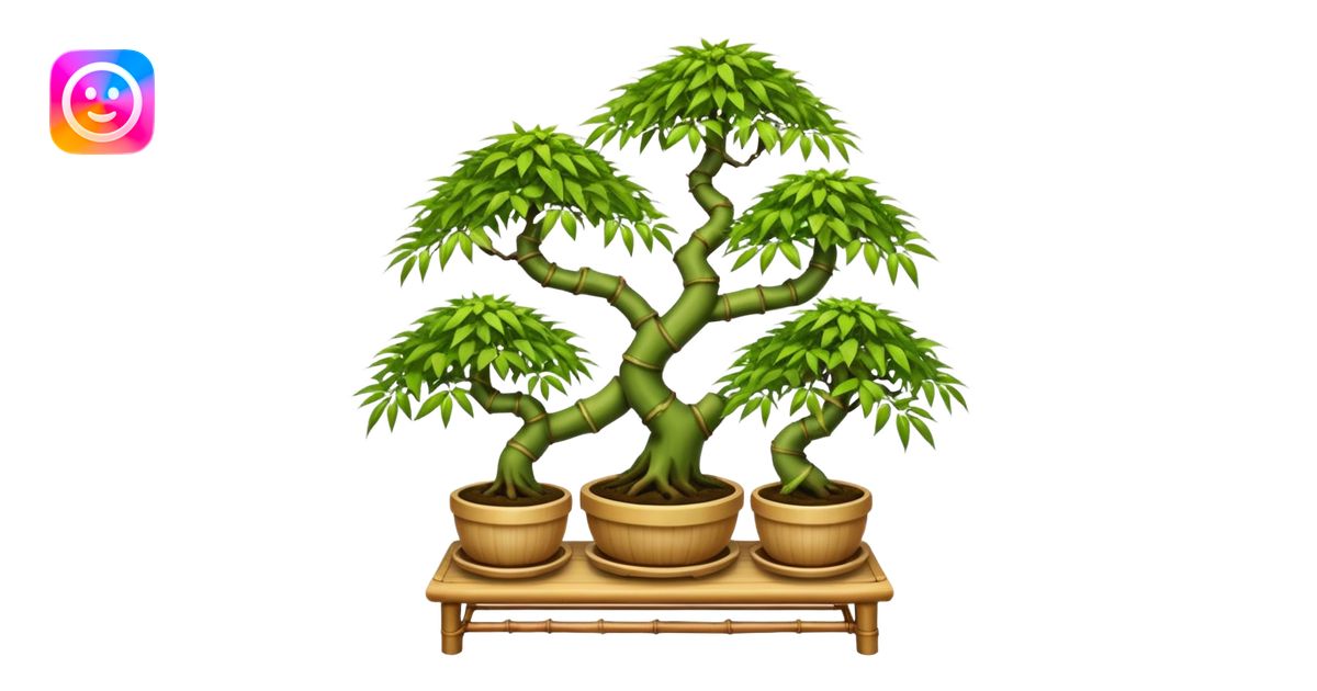 Tiered Twisted bamboo floor shelf unit stand displaying hair leaf ...