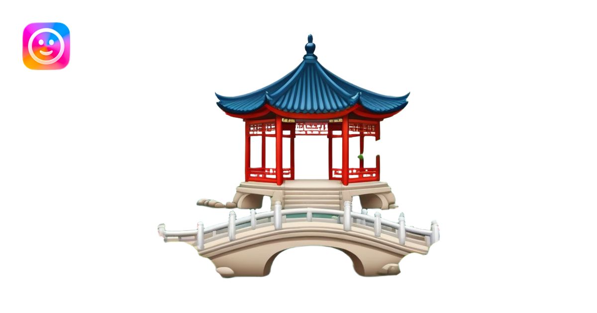 Suzhou classical garden with pavilion, simplified emoji style with bold ...