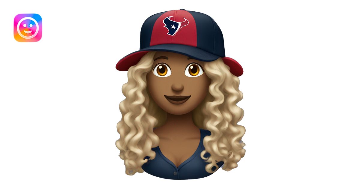 HOUSTON TEXANS baseball hat woman with long curly hair emoji | AI Emoji ...