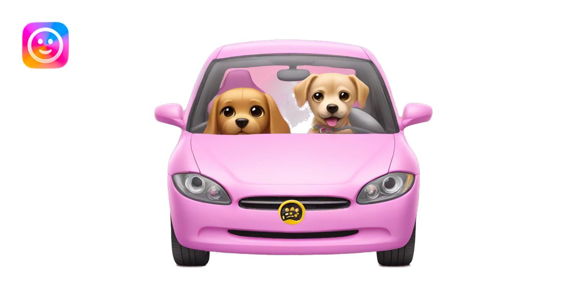 Barbie car with dog inside emoji | AI Emoji Generator