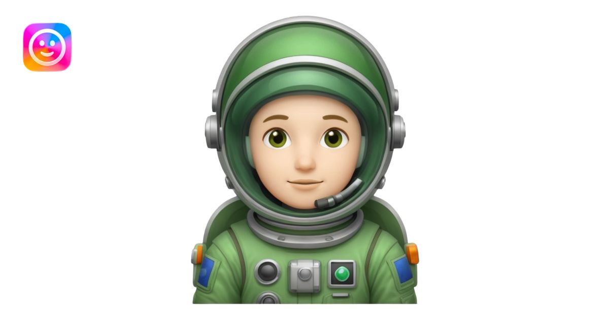 Engineer in an green astronaut suit emoji | AI Emoji Generator