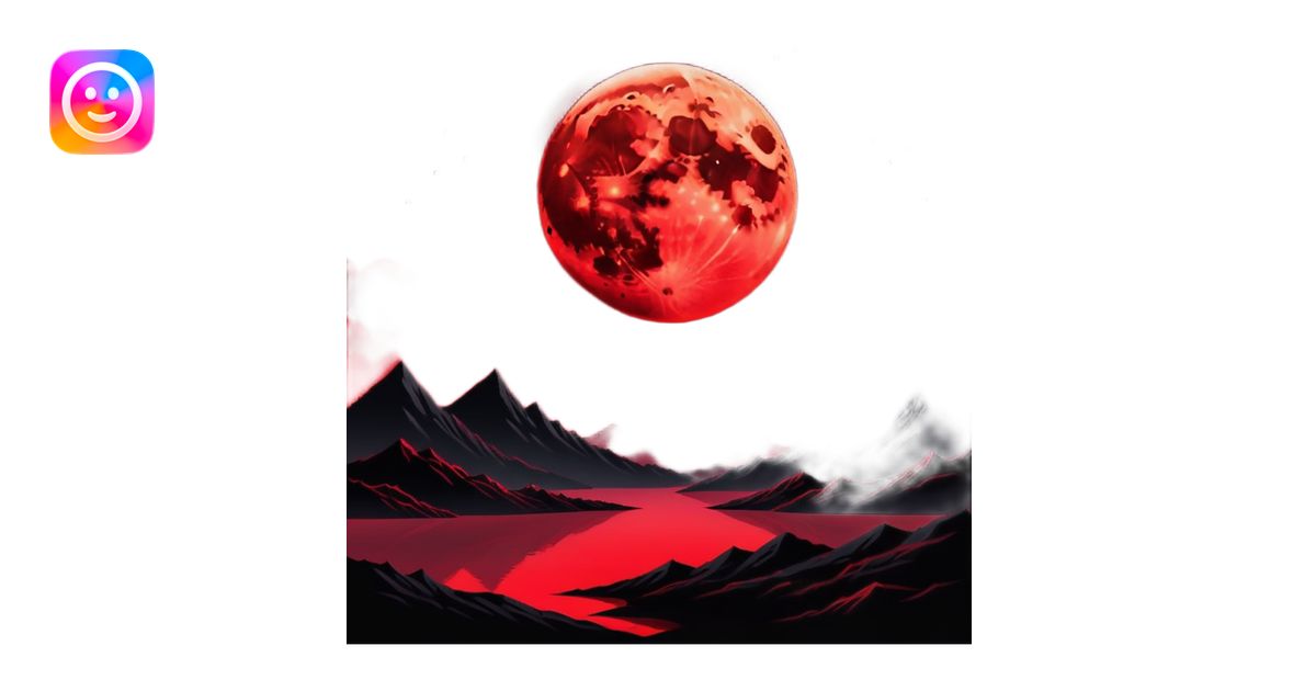 Edgy Black night sky with big Red vibrant neon-crimson-blood-moon ...