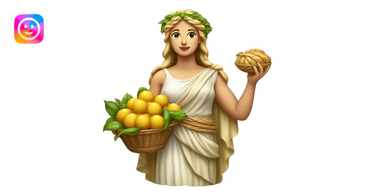 Goddess Demeter holding Cornucopia emoji | AI Emoji Generator