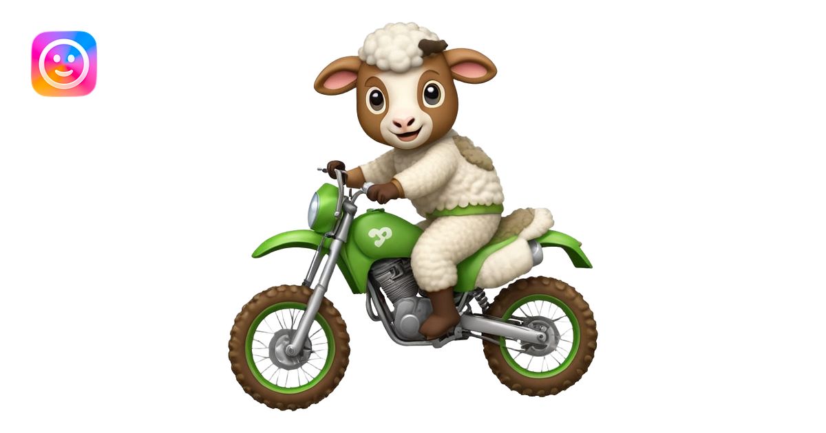 cartoon sheep on a dirt bike jumping emoji | AI Emoji Generator