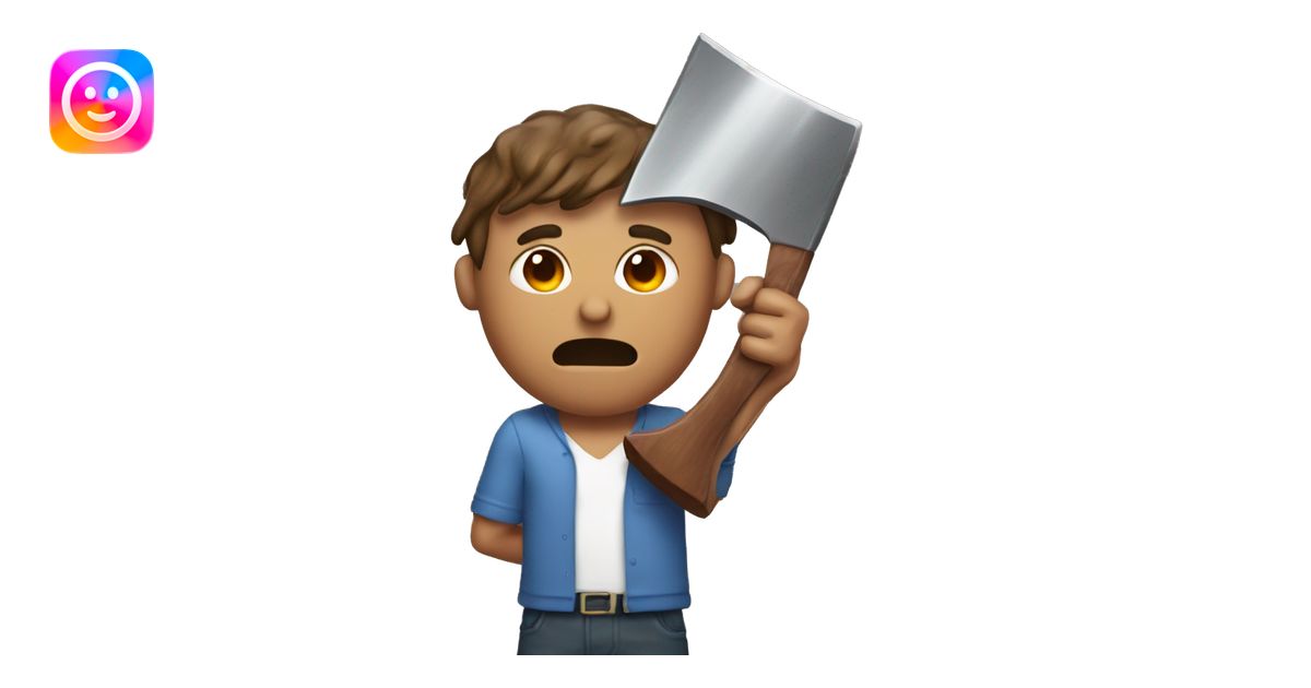 Guy holding axe dripping in red sauce emoji | AI Emoji Generator