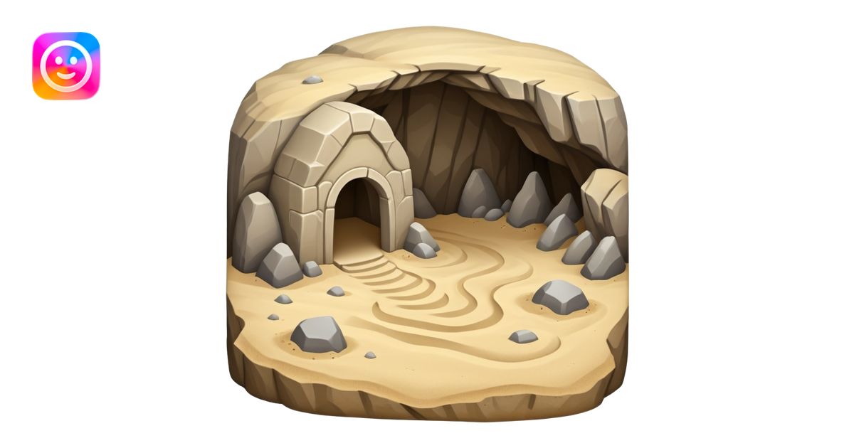 generate realistic detailed cave in 3d style with sand emoji | AI Emoji ...