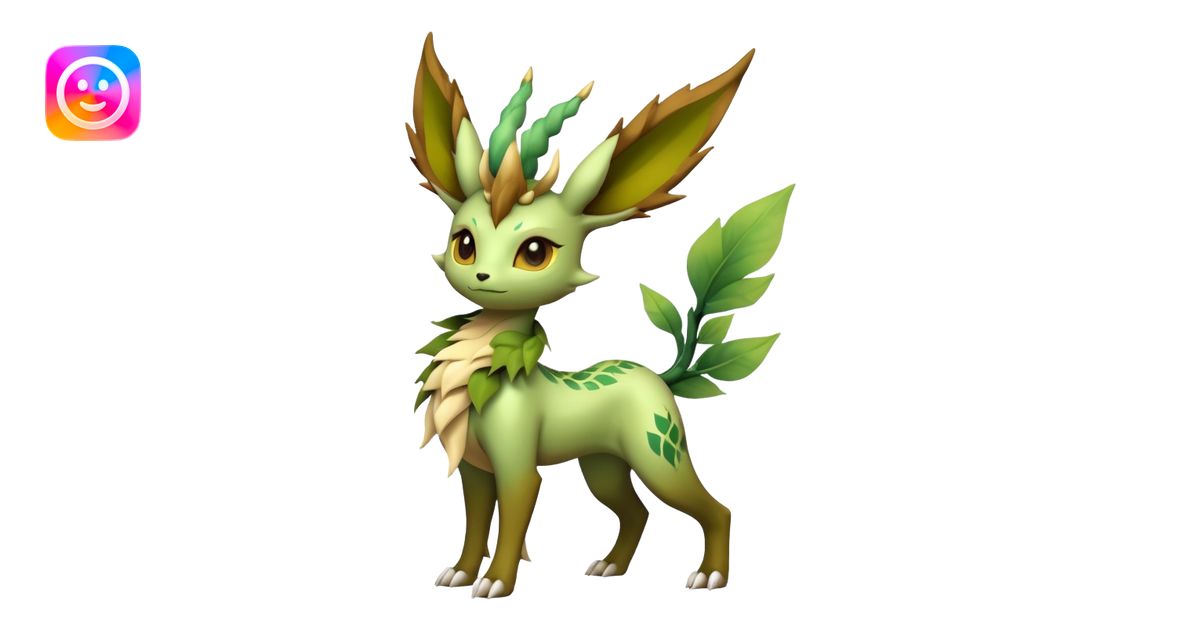 Fancy Dragon-type Fakémon-Leafeon full body emoji | AI Emoji Generator