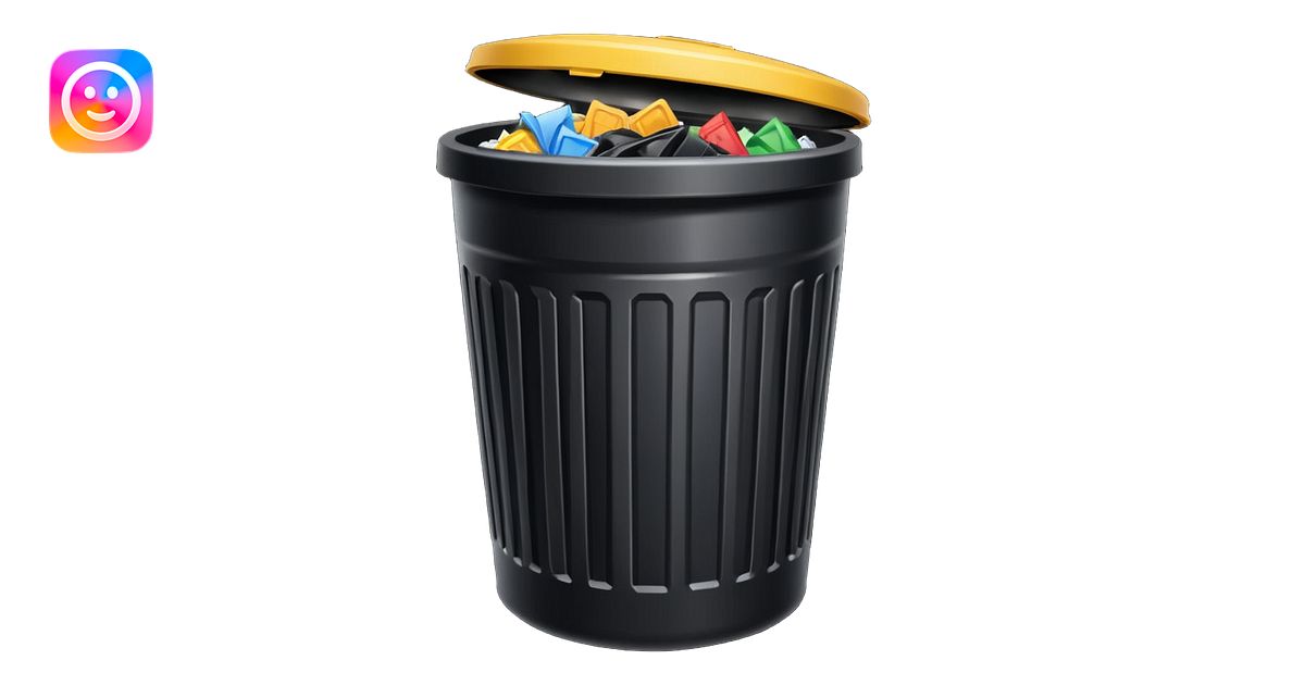 Black trash can with opened lid emoji | AI Emoji Generator