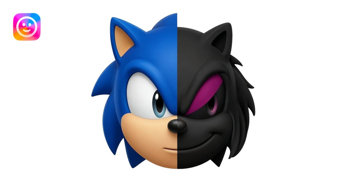 A split-face head, half Sonic the Hedgehog and half Shadow emoji | AI ...