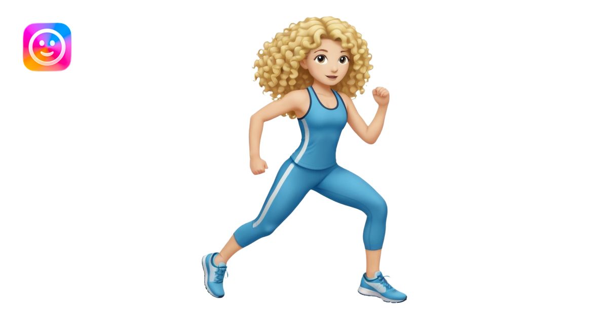 long hair curly blond haired girl DOING EXERCISE emoji | AI Emoji Generator
