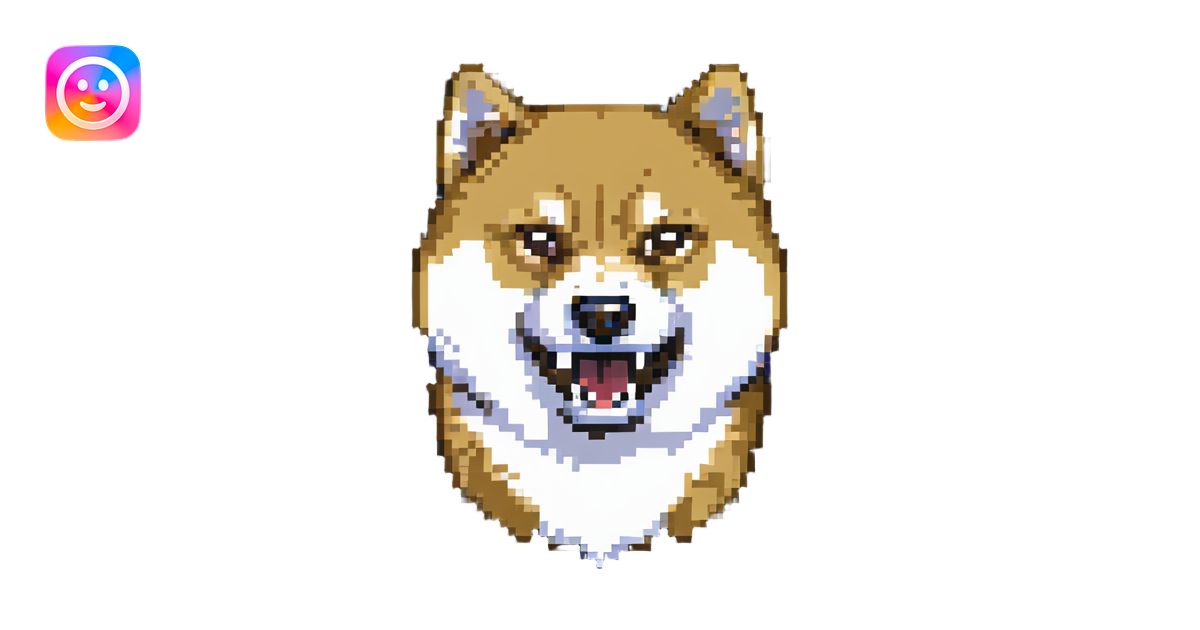 Shiba Inu in Doge style, angry expression, vibrant colors, pixelated ...