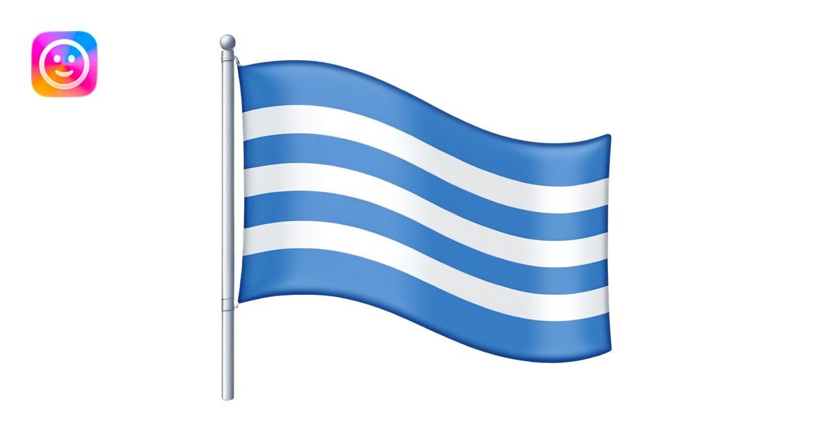 emoji Flag with 3 simple horizontal lines: white, blue, white, equal ...