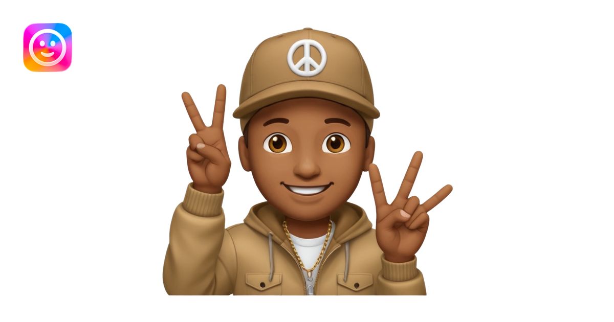 rapper emoji throwing up peace sign, wearing a cap emoji | AI Emoji ...