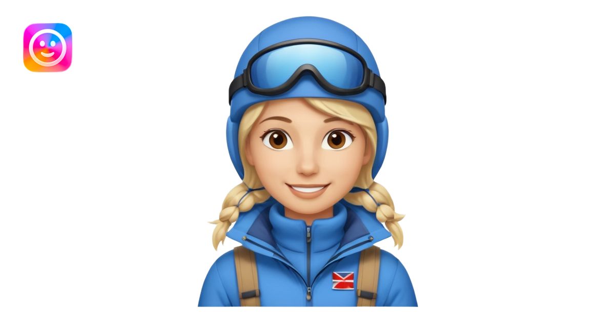 Luxury blonde model, brown eyes, polar explorer, blue clothes, skiing ...