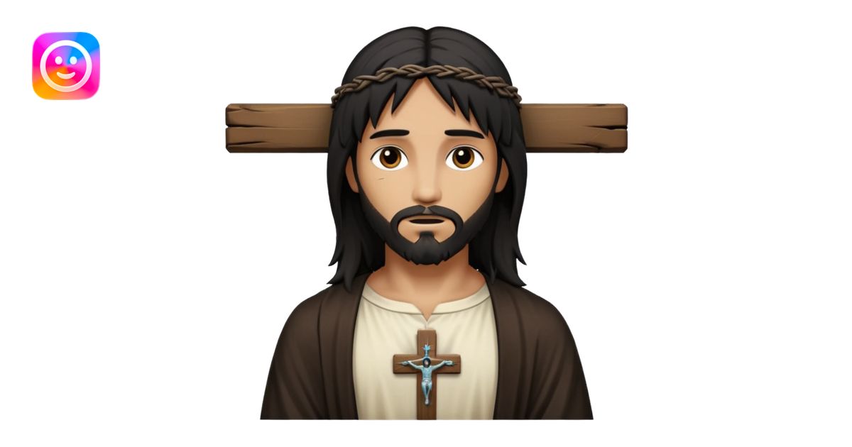 jesus-body-on-the-cross, with black edgy Emo hair emoji | AI Emoji ...