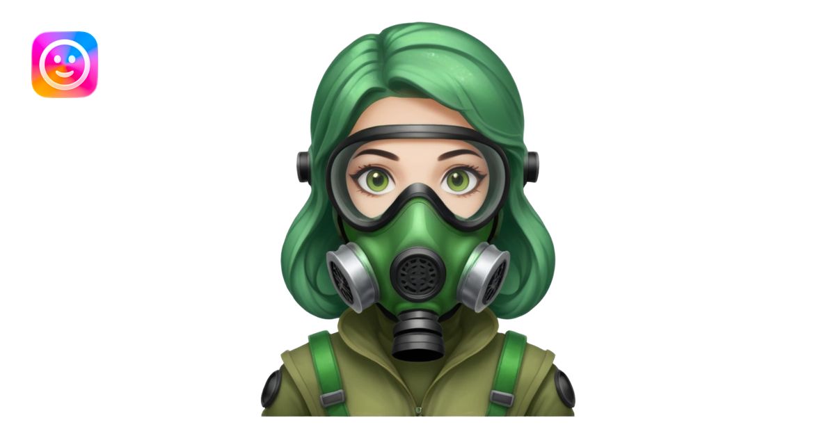 glitter green viper valorant female gas mask emoji | AI Emoji Generator