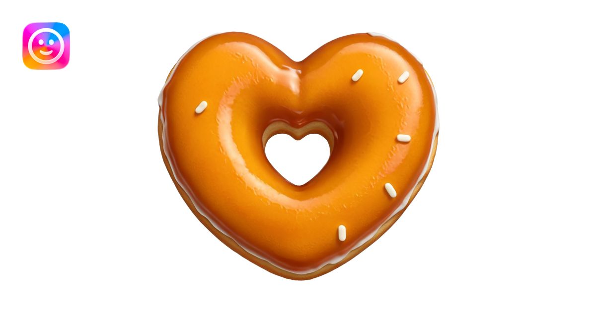 Realistic isolated heart shaped donut with orange & glaze. emoji | AI ...