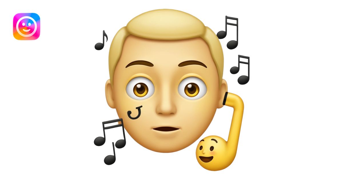 yellow face emoji whistling with music notes coming out its mouth and ...
