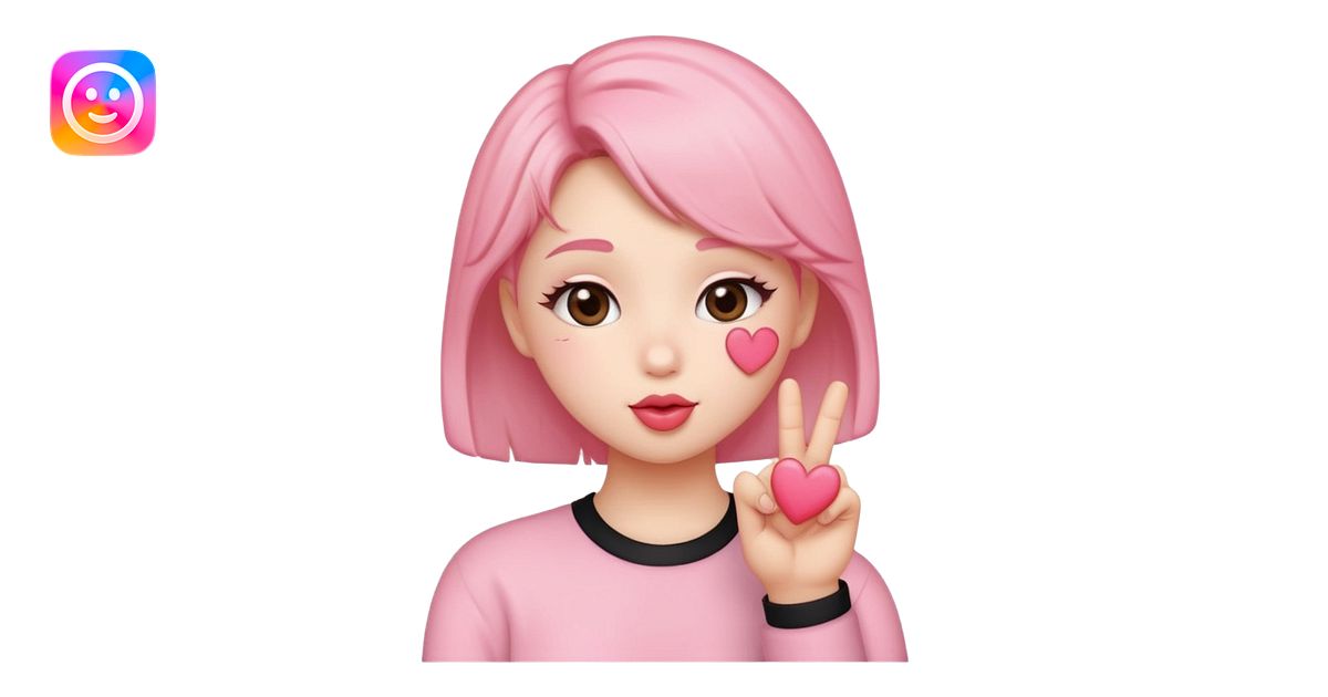 an uwu kissy face with a finger heart emoji | AI Emoji Generator