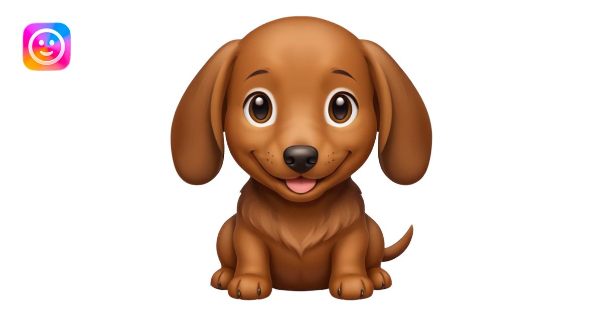 Perrito salchicha marrón sonriendo emoji | AI Emoji Generator
