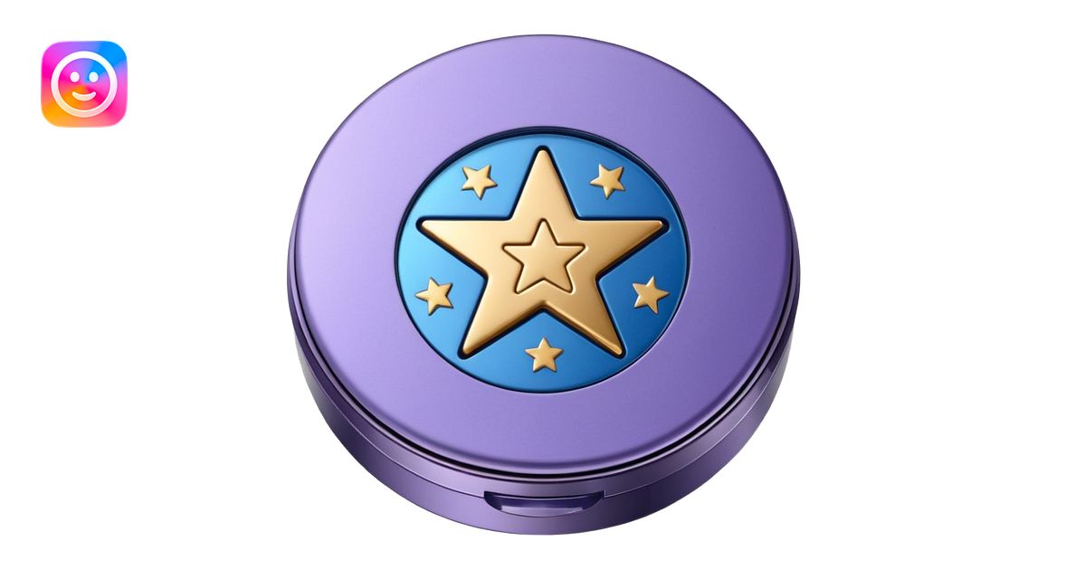 A round case that narrows toward the bottom, with a star-shaped ...