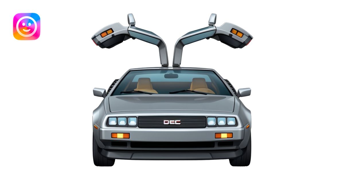 DeLorean DMC-12 driving emoji | AI Emoji Generator