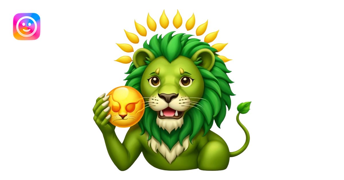 Alchemist style green lion devouring sun emoji | AI Emoji Generator