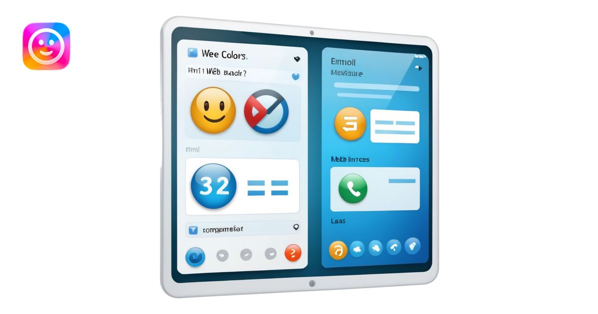 Create an emoji for UX/UI design. Show a program interface with two ...