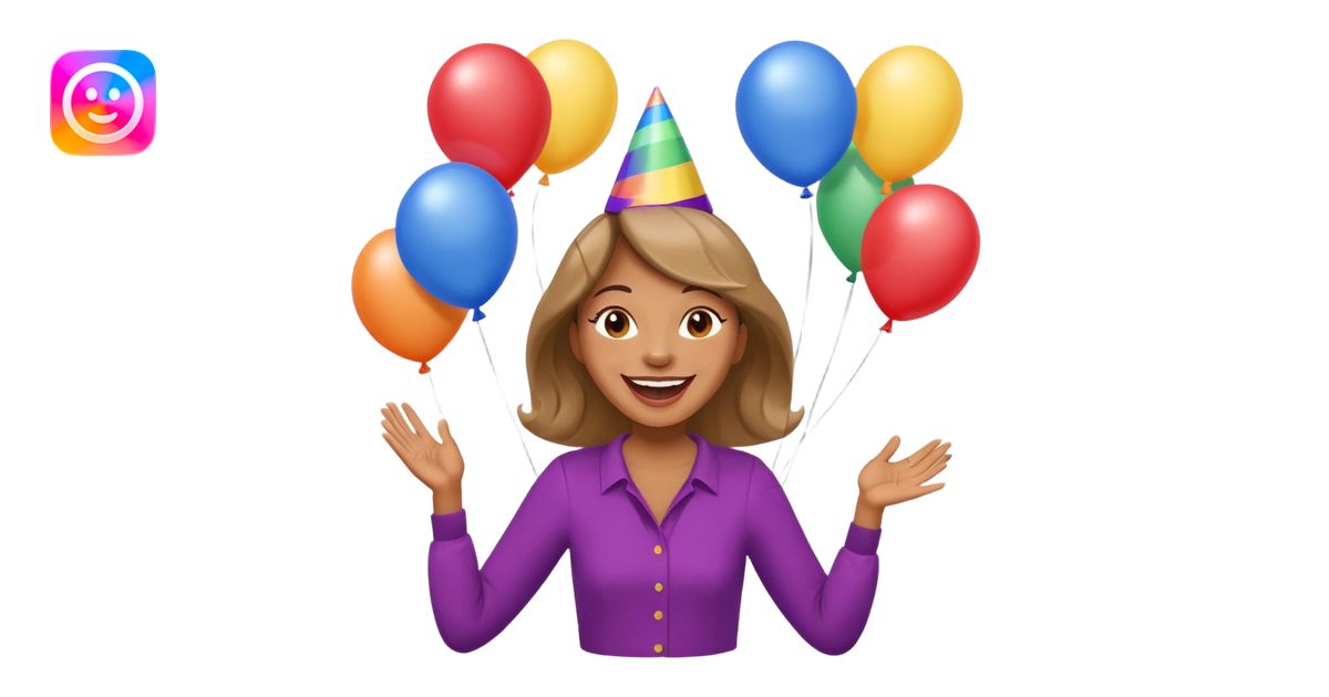 caricatura gorgi gales hembra celebrando feliz con globos y emocion ...