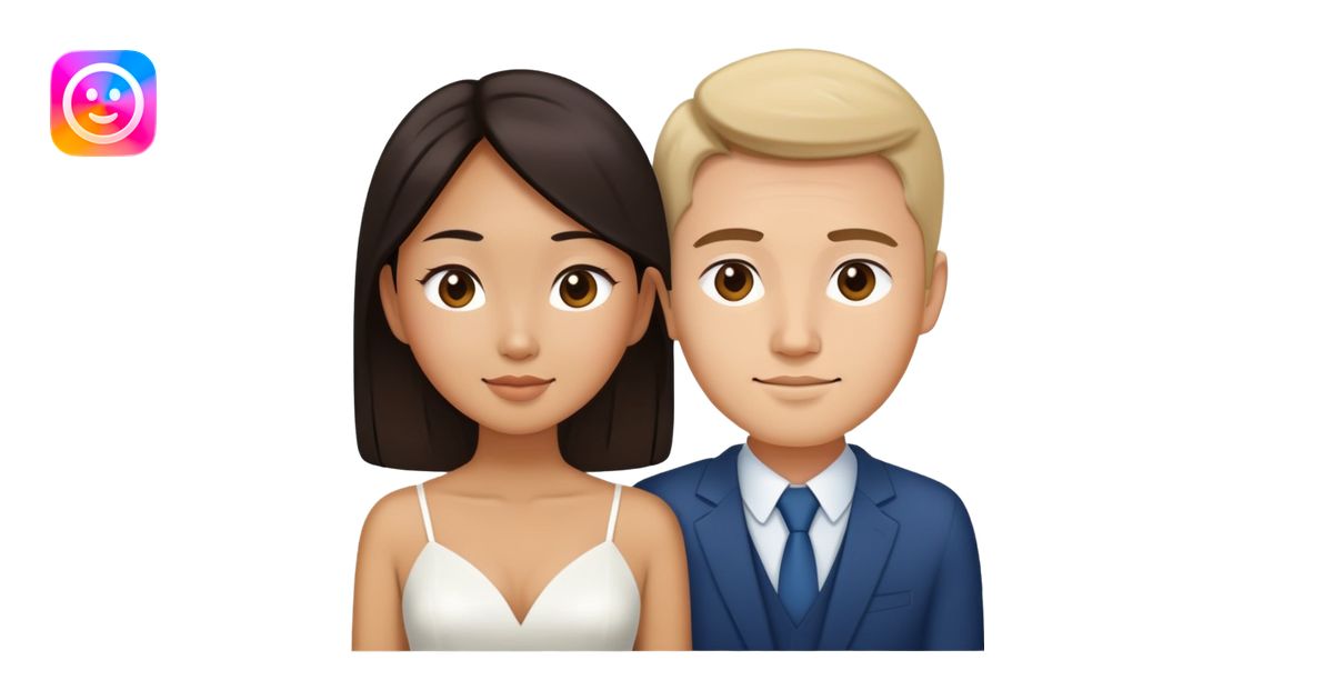 Asian girl and white guy married couple emoji | AI Emoji Generator