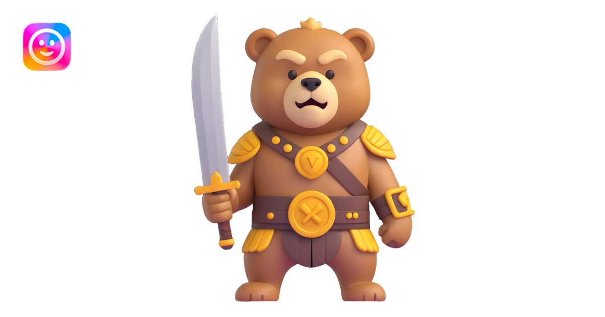 oso guerrero, warrior bear, 3D emoji style, fierce and strong emoji ...