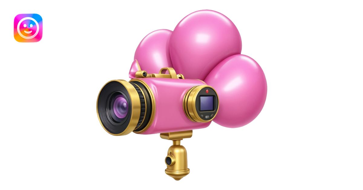 gold rococo pink inflatable puffy balloon camcorder emoji | AI Emoji ...