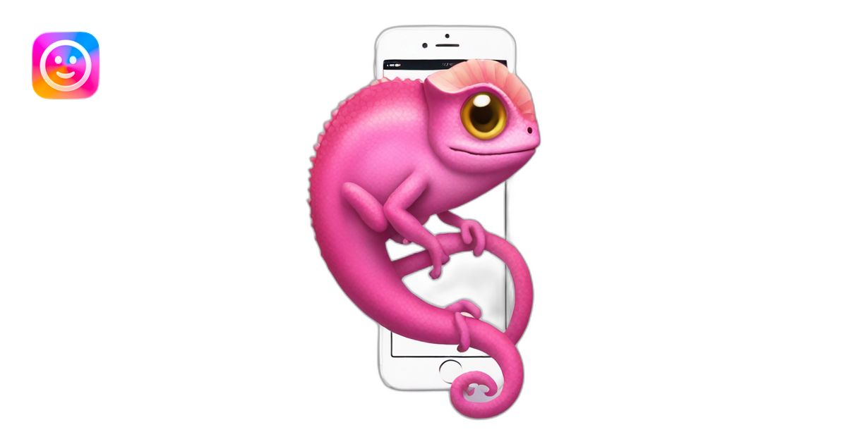 pink Chameleon with an iPhone emoji | AI Emoji Generator